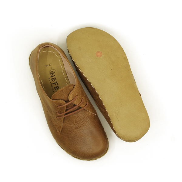Handmade Barefoot Leather Shoes Matte Brown Men - Nefes