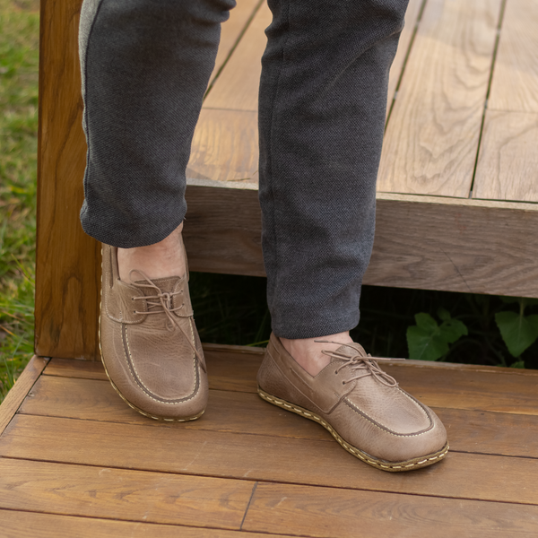 Light Brown Mens Leather Earthing Barefoot Shoes Nefes Shoes®